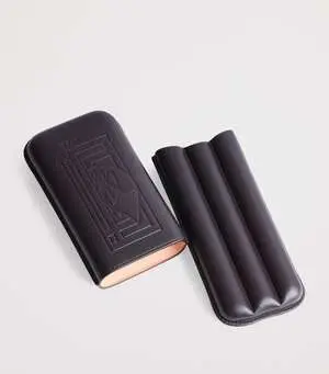 SWAINE Leather Cigar Case - Black