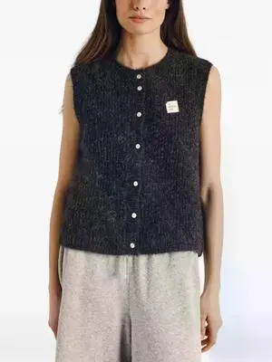 American Vintage Sleeveless Button East Cardigan Vest - Grey