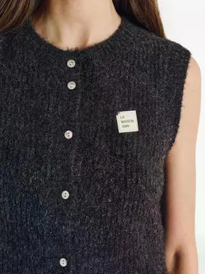 American Vintage Sleeveless Button East Cardigan Vest - Grey