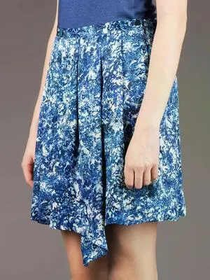 Twisty Parallel Universe Abstract Floral Print Silk Skirt