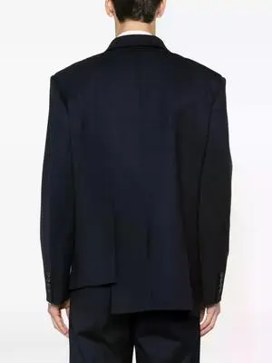 MEDEEA Asymmetrical Double-breasted Blazer - Blue