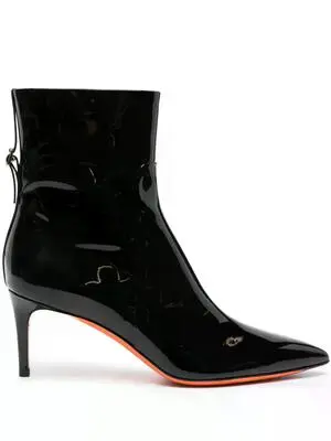 Santoni 65mm Patent Leather Ankle Boots - Black