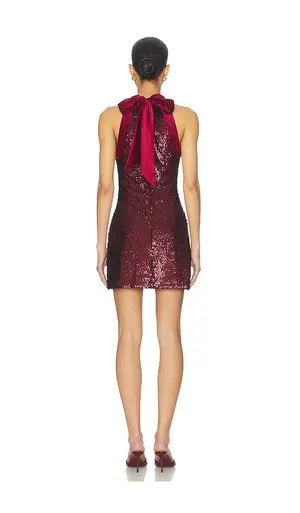 Simkhai Isla Halterneck Sequin Mini Dress - Wine