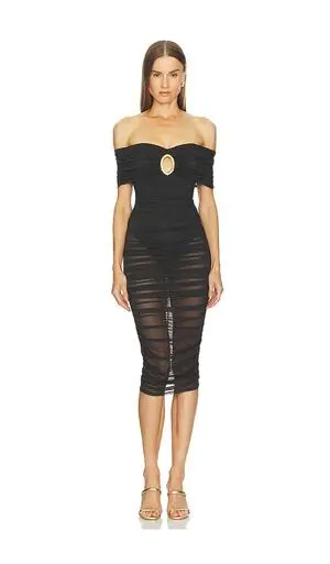 MICHAEL COSTELLO X Revolve Off-the-shoulder Ruched Midi Dress - Black