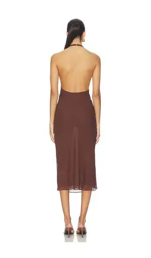 EAVES Via Halter Midi Dress - Brown