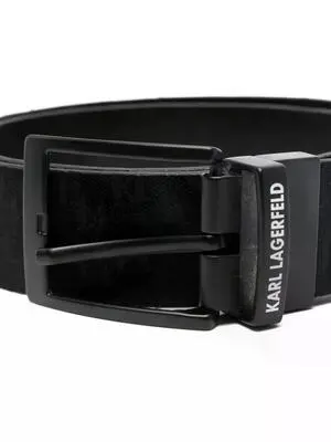 Karl Lagerfeld Logo Buckle Belt - Black