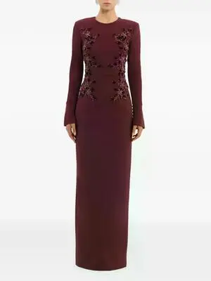Rebecca Vallance Lulee Embellished Long-sleeve Maxi Dress