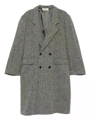 A.N.G.E.L.O. VINTAGE CULT 1980s Double-breasted Herringbone Coat - Black