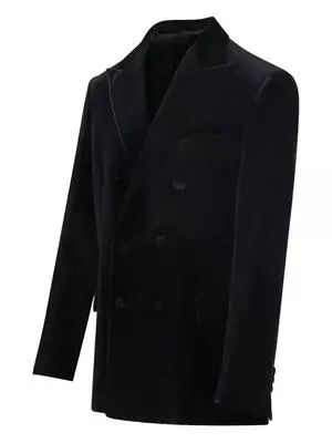 GOLDEN GOOSE Double-breasted Blazer In Velvet With Satin Lapels