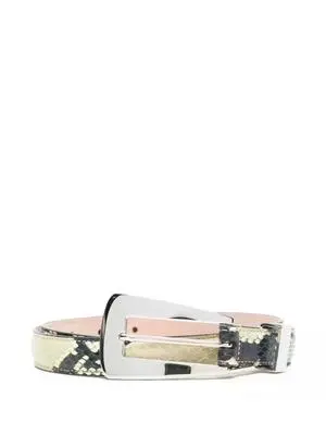 Khaite KHAITE Lucca Snakeskin-Print Buckle Belt Neutrals