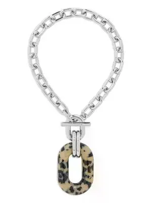 Rabanne Tortoiseshell Resin Link Necklace - Silver
