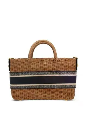Dior 2021 Wicker And Canvas Tote Bag
