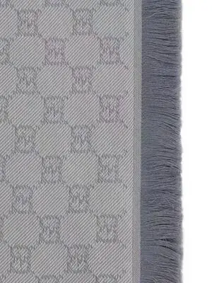 Gucci Gg Fringed Scarf - Grey