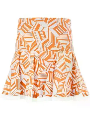 Chloé Pleated Geometric Print Mini Skirt With Lace Trim