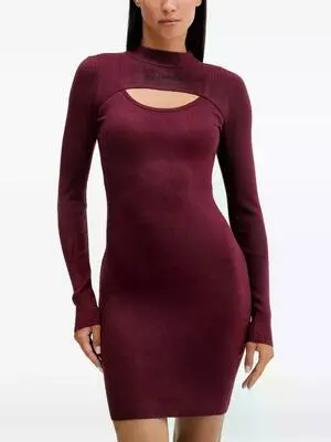 Karl Lagerfeld Ribbed Knit Mini Dress - Red