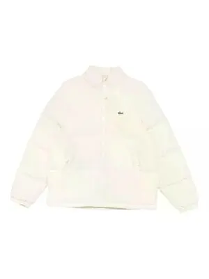 Lacoste Zip Puffer Coat With Logo Appliqu - Neutrals
