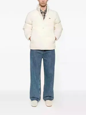 Lacoste Zip Puffer Coat With Logo Appliqu