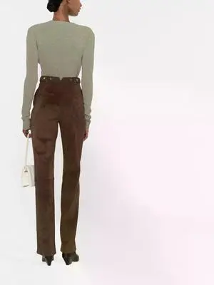 Nanushka Faux-suede Straight-leg Trousers - Brown