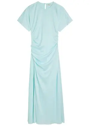Simkhai Marabella Draped Satin Maxi Dress - Light Blue