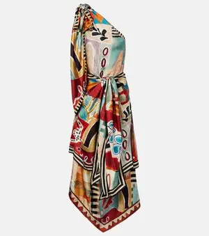ALEMAIS X Lrnce Michelle One-shoulder Silk Midi Dress