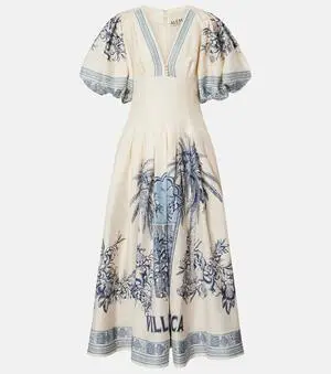 ALEMAIS Villa Romantica Linen-blend Maxi Dress - White