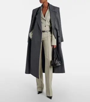 Attico Low-rise Wool Straight Leg Trousers