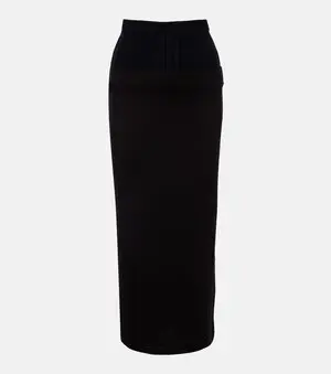 Attico Jersey Midi Skirt - Black
