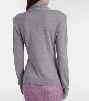 Attico Virgin Wool Turtleneck Sweater With Shoulder Pads
