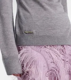 Attico Virgin Wool Turtleneck Sweater With Shoulder Pads