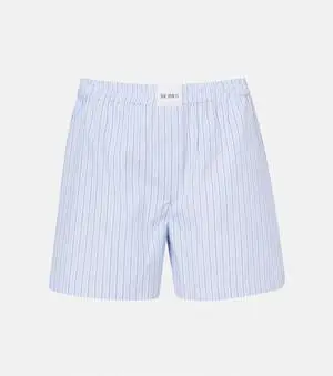 Attico Striped Cotton Shorts - Blue