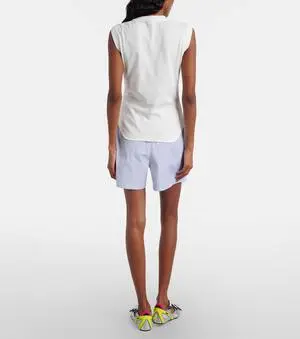 Attico Striped Cotton Shorts - Blue