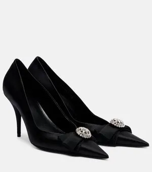 Balenciaga Avenue Palazzo 90 Embellished Satin Pumps - Black