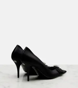 Balenciaga Avenue Palazzo 90 Embellished Satin Pumps - Black