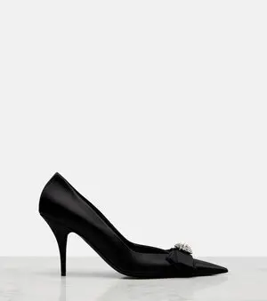 Balenciaga Avenue Palazzo 90 Embellished Satin Pumps - Black