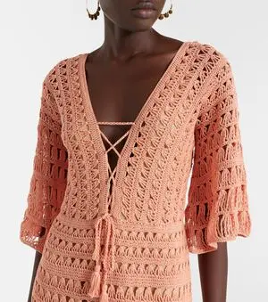 Anna Kosturova Crochet Cotton Midi Dress