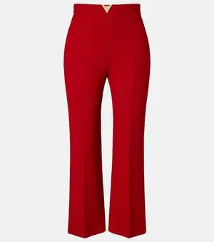 Valentino Garavani Vlogo Cropped Virgin Wool Crepe Straight Trousers