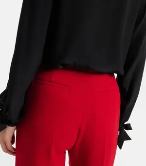 Valentino Garavani Vlogo Cropped Virgin Wool Crepe Straight Trousers