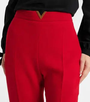 Valentino Garavani Vlogo Cropped Virgin Wool Crepe Straight Trousers