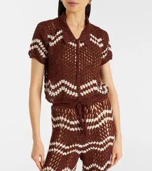 Anna Kosturova Crochet Cropped Cotton Top