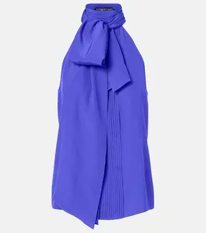 TOM FORD Halter Neck Silk Blouse - Blue