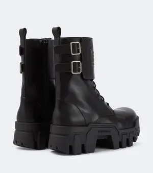 Balenciaga Bulldozer Debossed Leather Combat Boots