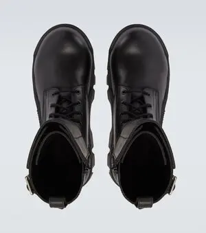Balenciaga Bulldozer Debossed Leather Combat Boots