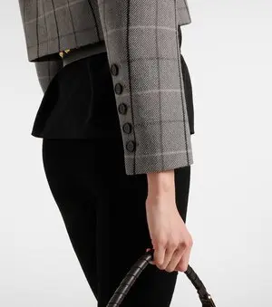 Chloé Checked Cropped Wool Jacket