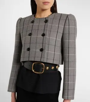 Chloé Checked Cropped Wool Jacket
