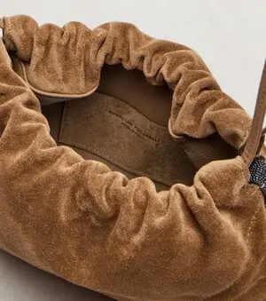 Brunello Cucinelli Suede Crossbody Bag - Beige