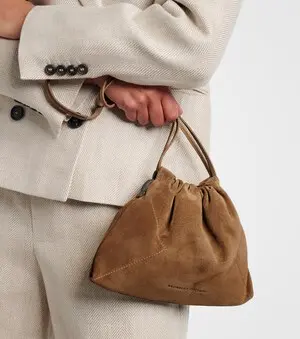 Brunello Cucinelli Suede Crossbody Bag - Beige