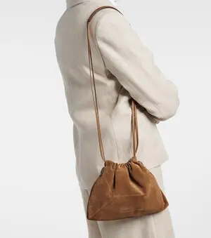 Brunello Cucinelli Suede Crossbody Bag - Beige
