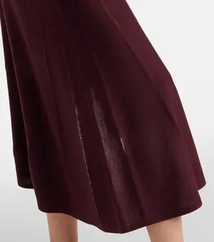 Alaïa Asymmetrical Pleated Midi Dress - Burgundy