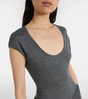 Alaïa Knitted Pleated Wool Midi Dress - Grey