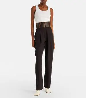 Alaïa Ribbed Wool-blend Bustier - White